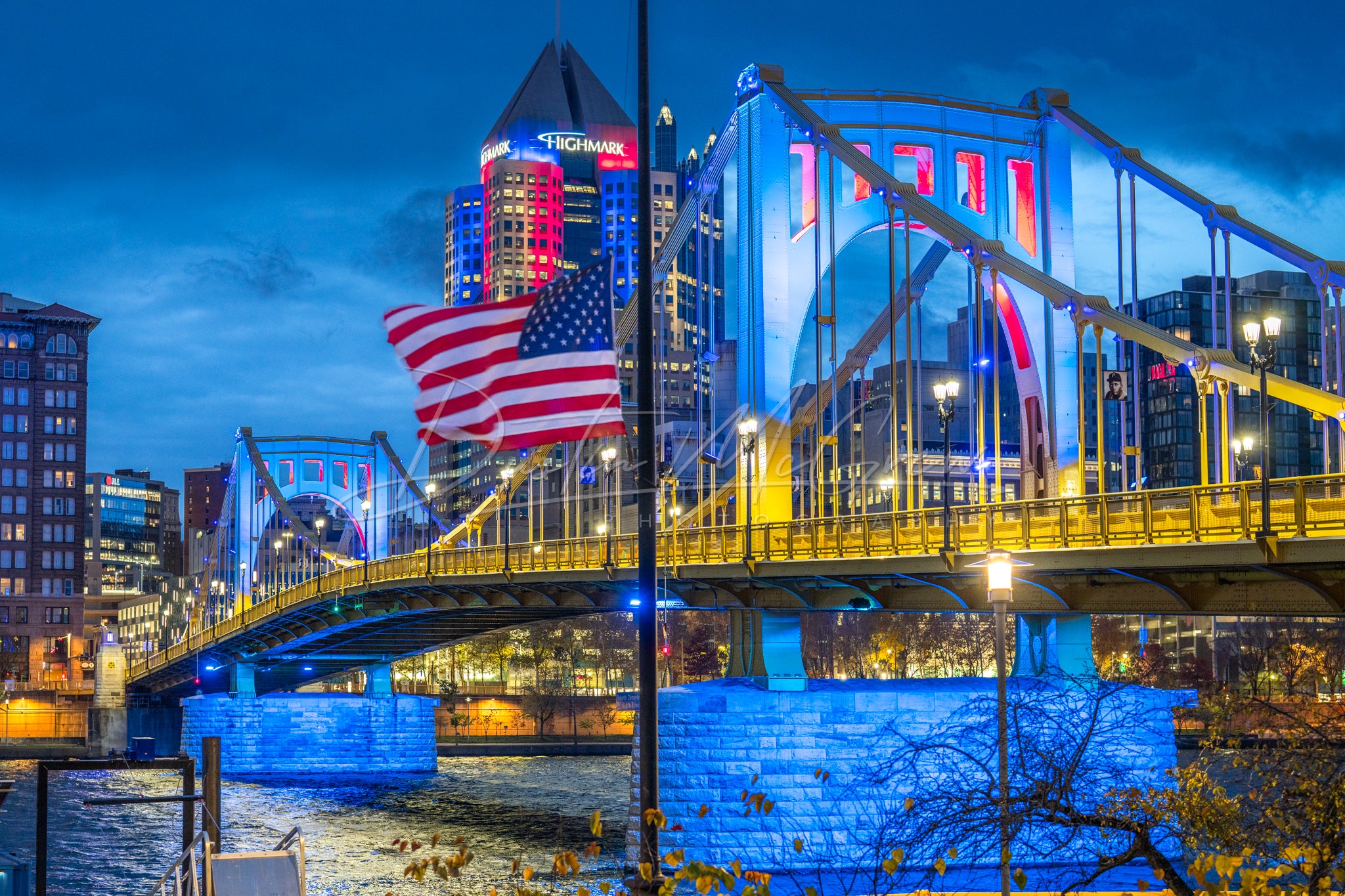 Pittsburgh Bridge Print - Pittsburgh Red, White & Blue - Dustin McGrew ...