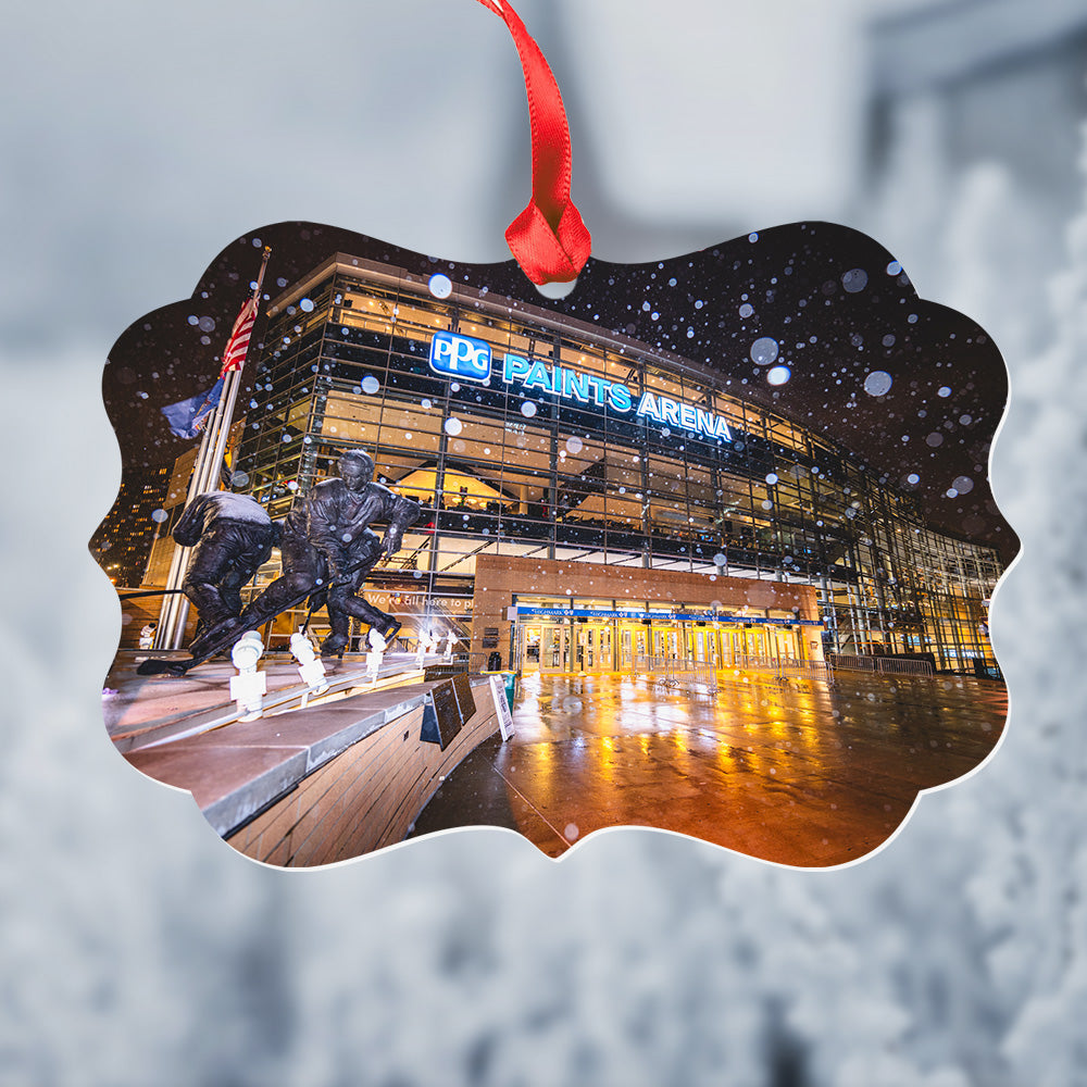 Snowy PPG Paints Arena Metal Christmas Ornament - Dustin McGrew Photography